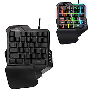 Hilitand One Handed Gaming Keyboard,35 Keys,LED Backlit,Ergonomic Mini Mechanical Gaming Keyboard,for Win 2000/XP/ME/7/8,for Vista,for Android,for Linux,for OS