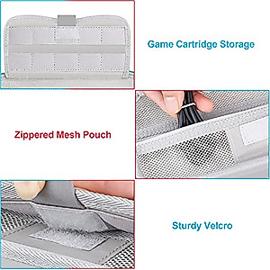 BOVKE Switch Case Compatible with Nintendo Switch/OLED Model, Hard Protective Nintendo Switch Carrying Case with Game Cartridges Storage & Playstand Function, Mesh Pouch for Accessories, Turquoise