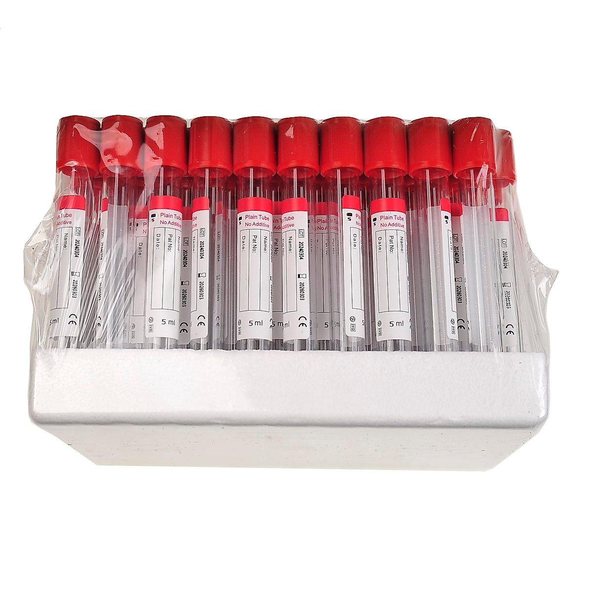 Caphstion Veterinary Lab Vacuum Blood Collection Coagulation Tubes No Additive Tube Blood Collection Tube Pet Supplies, 10ml Red 100pcs