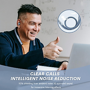 Xmenha Neckband Bluetooth Headphones Wireless Earbuds with Microphone Flashlight Around The Neck Waterproof Sport Headset Noise Cancelling Ear Buds 120H Playtime for Running Cycling