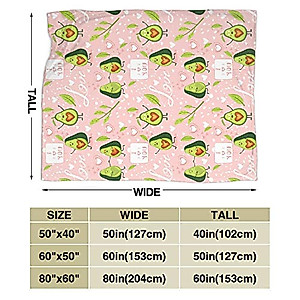 I Love You Avocado Fleece Throw Blanket Cozy Soft Plush Blanket for Sofa Couch Bed - 60" X 50"