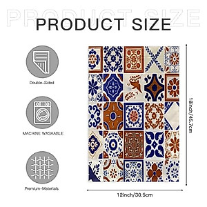 Double-sided garden flag Ceramic Moroccan Mexican Talavera Tiles Outdoor Flag Garden Flag Yard Outdoor Decoration （12×18in）.