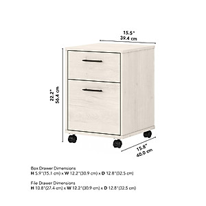 Bush Furniture Key West 2 Drawer Mobile File Cabinet, Linen White Oak