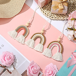 Frienda 3 Pieces Boho Rainbow Car Charm Essential Oil Diffusers for Car Cute Air Fresheners Handmade Hanging Accessories Decor(Beautiful Style)