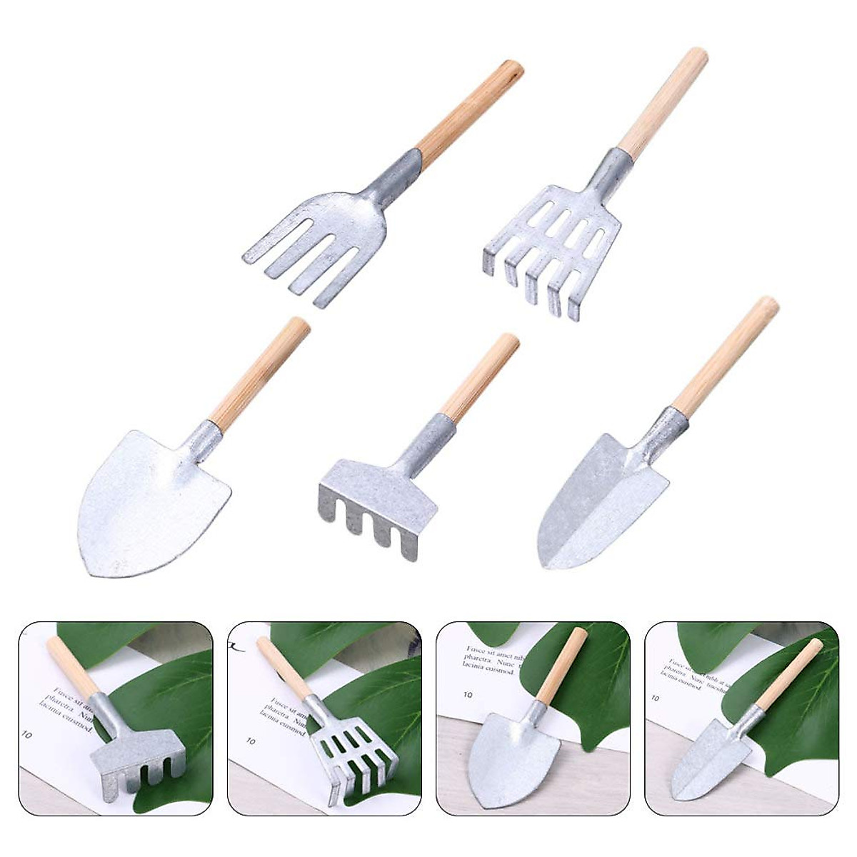 5Pcs Mini Garden Tool Set, Bonsai Flower Mini Shovels Multi- Function Shovels Gardening Tool Decors Transplanting Tools Miniature Planting Gardening Tool Set for Indoor