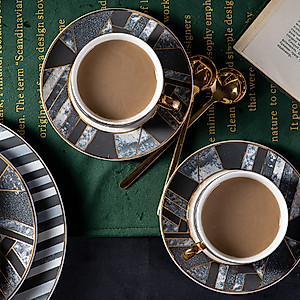 Utility Ceramic Coffee Tea Cups and Saucers Vintage Coffee Mugs Set of 6 Cappuccino Cup Tea Cup and Saucer Gift Sets 200ml Teapots