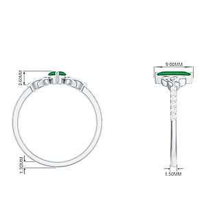 Rosec Jewels Natural Emerald Solitaire Celtic Knot Ring with Diamond, AAA Quality, Certified Emerald Diamond Promise Ring, 14K Yellow Gold, Size:US 7.00