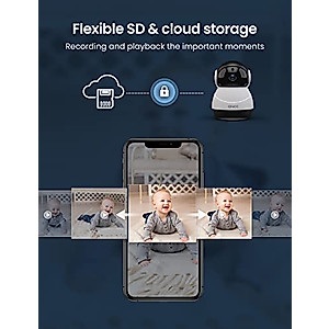 Baby Monitor WiFi Smartphone, 1080P Nanny Cam, Baby Camera Monitor with Motion & Sound Detection, Infrared Night Vision, Two Way Audio, Compatible with Alexa, GNCC C1