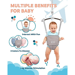 Infant Master Baby Doorway Jumpers, Sturdy Johnny Jumper w/Adjustable 10.8"-23.6" inches Strap, Soft Baby Johnny Bouncer w/Seat Bag, Ideal Gift for Infant, Portable and Easy to Use, Grey