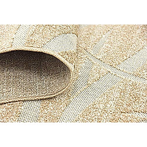 Unique Loom Outdoor Botanical Collection Area Rug - Orlando (5' 1" x 8' Rectangle, Beige/ Cream)