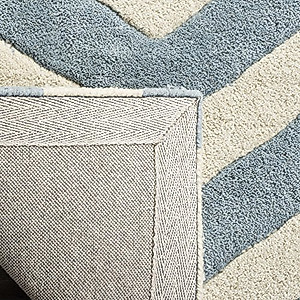 SAFAVIEH Chatham Collection Accent Rug - 2' x 3', Blue & Ivory, Handmade Chevron Wool, Ideal for High Traffic Areas in Entryway, Living Room, Bedroom (CHT715B)
