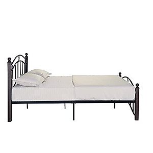 Epinki Full Size Metal Bed Frame with Headboard and Footboard, Black, No Box Spring Needed, Easy Assembly