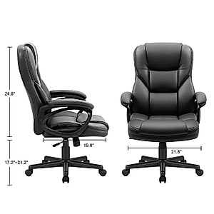 Furmax Office Exectuive Chair High Back Adjustable Managerial Home Desk Chair, Swivel Computer PU Leather Chair with Lumbar Support (Black)