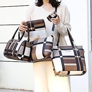 XingChen 6-PC Women PU Handbag+Shoulder Bag+Crossbody Bag+Purse+Clutch+Key Bag Top Handle Fashion Satchel Tote(Red)