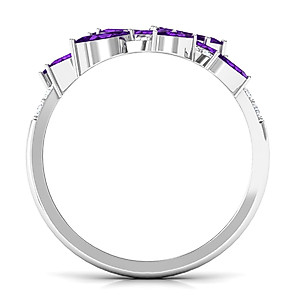 Rosec Jewels 2 CT Real Amethyst and Diamond Leaf Wrap Ring for Women | AAA Quality, 14K White Gold, Size:US 6.50