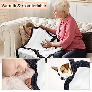 Peryiter Sublimation Flannel Throw Blanket and 2 Pieces Blank Pillow Cases 60 x 50 Inches Personalized Custom Photo Blanket with 9 Printable Panels Soft Blanket Pillow Covers for Home Supplies