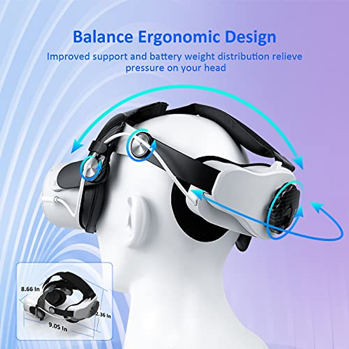 NexiGo S32 Head Strap with 5300mAh Battery for Oculus Quest 2, Carbon Fiber Dial, Replacement Elite Accessories, Enhanced Comfort Support, Reduces Face and Head Pressure