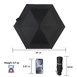 GAOYAING Compact Travel Umbrella with Case Sun&Rain Lightweight Small and Compact Suit for Pocket Black,34 Inches