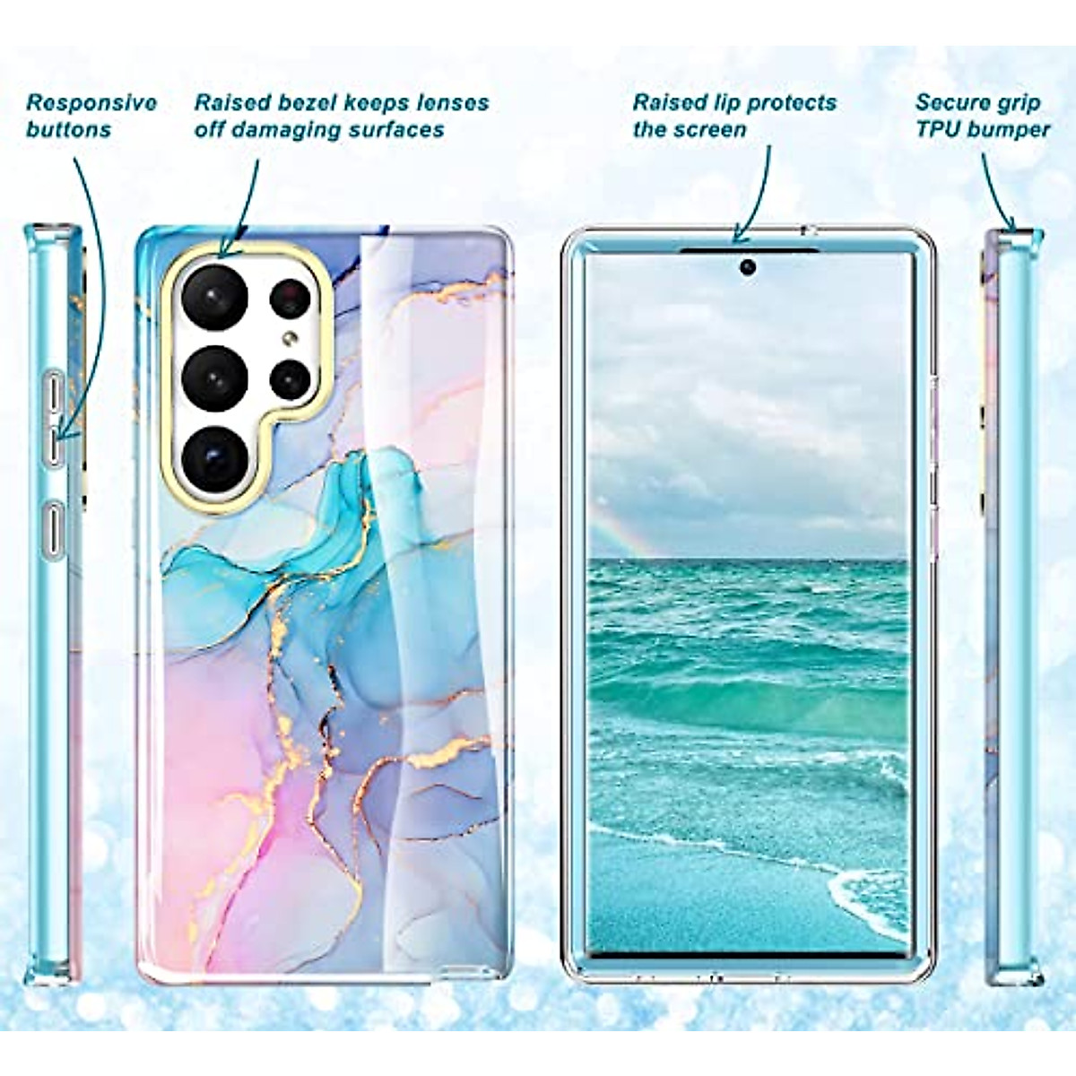 Turquiase for Samsung Galaxy S23 Ultra Case, Lightweight and Stylish Full Body Shockproof Protective Rugged TPU Case for Galaxt S23 Ultra