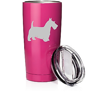 Smooth Body Tumbler Stainless Steel Vacuum Insulated Travel Mug Cup Gift Scottie Scottish Terrier (Hot Pink, 20 oz)