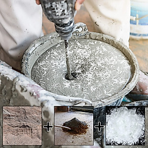 Marsui 10 lb 3/4'' (19 mm) Fiberglass for Concrete Cement Mortar Mix, Reinforcement Anti Seepage Anti Cracking White Fibers Fiberglass for Concrete Building Walls Garden Floor