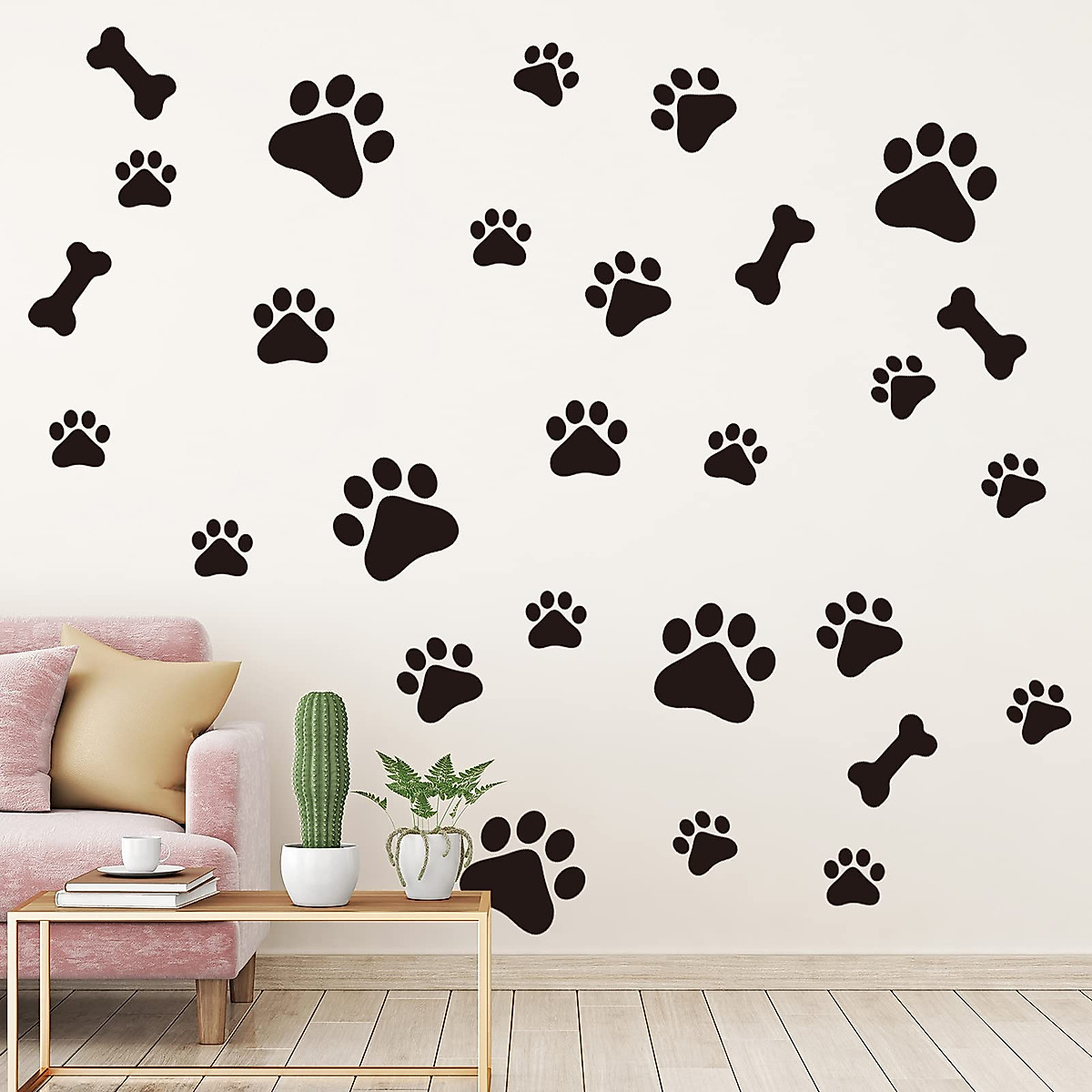 Epakh Dog Paw and Bone Print Stickers Removable Puppy Paw Wall Decals Decoration Animal Footprint Gifts for Dog Lover Bedroom Living Room(Dog Paw)