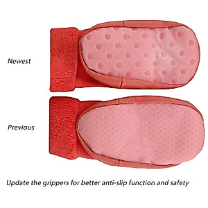 Infant Baby Boy Girls Toddlers Moccasins Non-Skid Indoor Slipper Shoes Socks Booties with Grips (12-18 Months, Grey Blue Green)