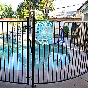 Personalized Pool Sign w/Name - Indoor/Outdoor Metal Sign for Garden, Patio, Hot Tub, Pool Deck | 7 Unique Designs | Customized Gifts for Swimming Pool Owners, Funny Backyard Decorations