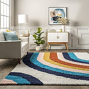 nuLOOM Ela Half Rainbow Shag Area Rug, 6' 7" x 9', Blue