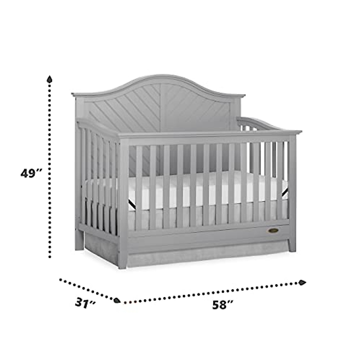 Dream On Me Ella 5-in-1 Full Size Convertible Crib in Pebble Grey, Greenguard Gold Certified