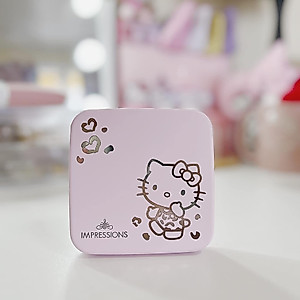 Impressions Vanity Hello Kitty Supercute Compact Mirror with Touch Sensor Switch for Adjustable Brightness, Lighted Makeup Mirror with LED Lights and 2X Magnifying Mirror Top (Pink)