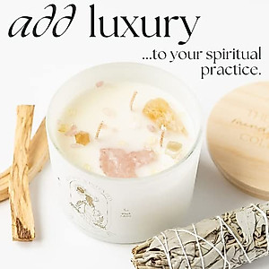 Healing Crystal Candle - 12oz Soy Candle with Crystals Inside. Manifestation Aromatherapy Candle, Spiritual Gifts for Women. Crystals and Healing Stones, Self Love Three Wick Zodiac Astrology Candles