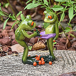 Sungmor Novelty Frog Figurines Collectibles Frog Statues, Miniature Frog Sculptures Home Decor,Funny Frog Statues for Yard and Garden, Resin Frog Ornament for Home Desk Decoration