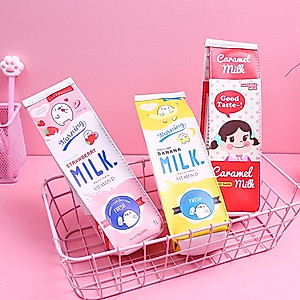 JHTPSLR Kawaii Milk Box Pen Pouch Women Cute Kawaii Pencil Case Pencil Pouch PU Waterproof Stationery Storage and Organization Bags Aesthetic Office Supplies (Strawberry Bear)