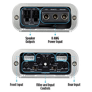 NVX VADM4 400W RMS Full Range Class D 4-Channel Car/Marine/Powersports Compact Micro Amplifier - Marine Certified