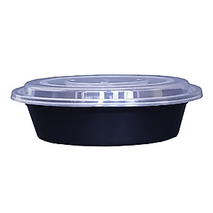 Generic 24 OZ Round Plastic Container With Lid Combo Pack - 24 Sets, Black, LH-Y24