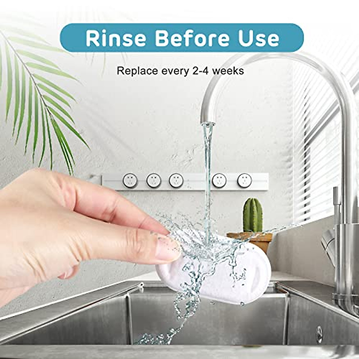 BLUZZO Cat Water Fountain Filters, 4PCS Carbon Filters & 4PCS Pre-Filter Sponges, Pet Water Fountain Filters for 3.2L/108oz Stainless Steel Cat Water Fountain Dog Water Fountain