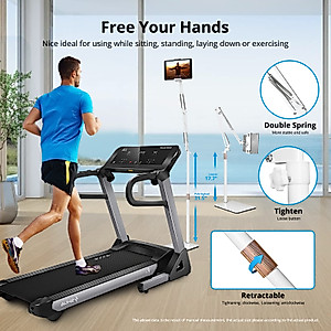 Spessn Tablet Floor Stand, Overhead Bed Phone Mount, Height Adjustable Universal Metal Tablet Holder, Phone Stand, Compatible with iPad, Samsung Galaxy Tab, Phone, Kindle, 4.5-12.9" (Light White)…