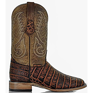 Soto Boots Mens American Gator Belly Print Boots H50035 (Tan,12)