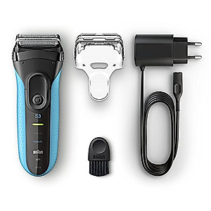 Braun Series 3 ProSkin 3010s Electric Shaver, Rechargeable and Cordless Wet and Dry Electric Razor for Men, Black/Blue