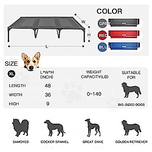 suddus Elevated Dog Beds Waterproof Outdoor, Portable Raised Dog Bed, Dog Bed Off The Floor, Dog Bed Easy Clean Indoor or Outdoor Use, Multiple Sizes