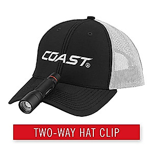 COAST HX5 410 Lumen LED Flashlight, Pure Beam Focusing, Slide Focus, Pocket Clip, Weatherproof, Pocket Sized, Battery Included, Black.