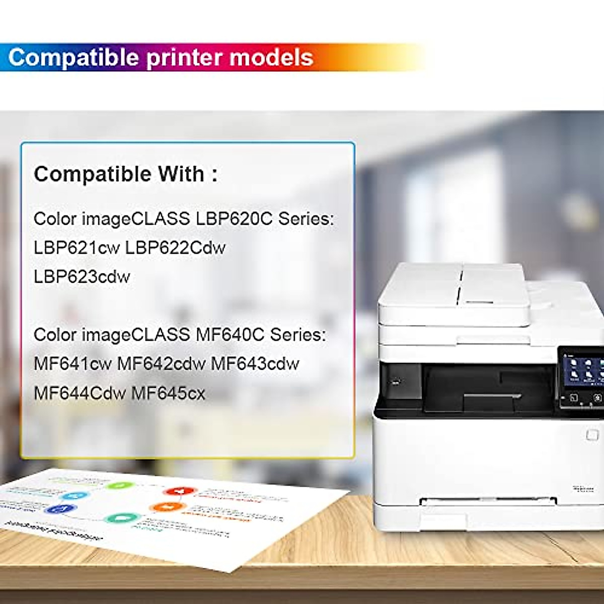 CHENPHON Compatible Canon 054H 054 Toner Cartridge High Capacity 4-Pack (BK/CMY) with Canon imageCLASS MF644Cdw LBP622Cdw LBP620C 621cw 623cdw MF641cw 642cdw 640c 643cdw 645cx Laser Printer (Black)