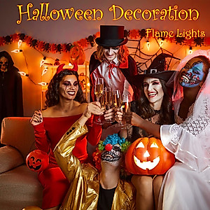 Halloween C7 Flame Light Bulbs Flickering Light Bulbs, 12 Pack Clear Glass Shell Flame Effect Light Bulb as C7 Replacement Bulbs for Flame String Lights & Christmas Halloween Decor, E12 Base - 1W