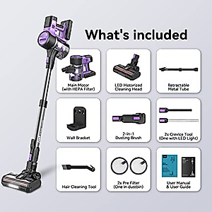 INSE Cordless Vacuum Cleaner, 26Kpa 350W Stick Vacuum for Hardwood Floor, Up to 50 Mins Rechargeable Battery, 6-in-1 Household Wireless Lightweight Vacuum for Pet Hair Carpet - S10