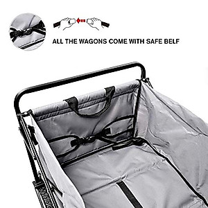 Suuim Folding Garden Wagon Cart Outdoor Park Collapsible Utility Wagon Picnic Camping Cart for Outdoor/Festivals/Camping (B:Gray)