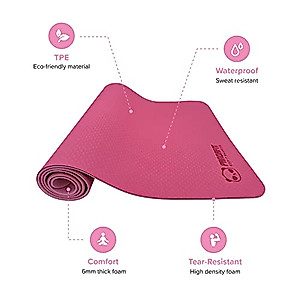 PandaFit Yoga Mat 6mm (1/4") Thick Non-Slip (Pink)