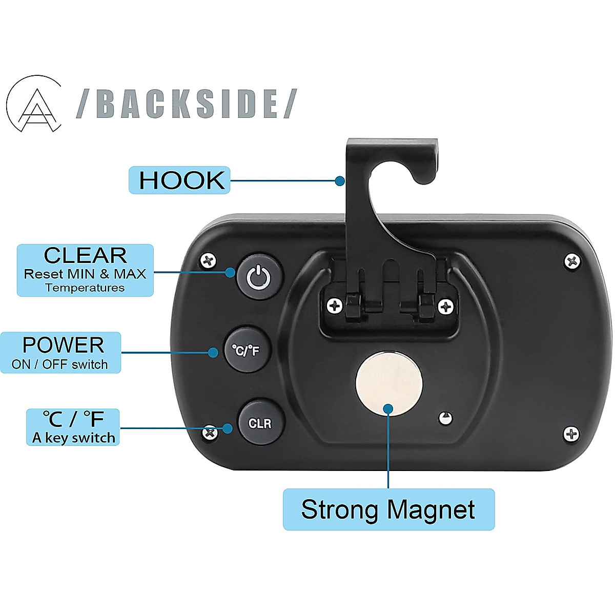 AEVETE 8 Pack Waterproof Digital Refrigerator Thermometer Large LCD, Freezer Room Thermometer with Magnetic Back, No Frills Easy to Read