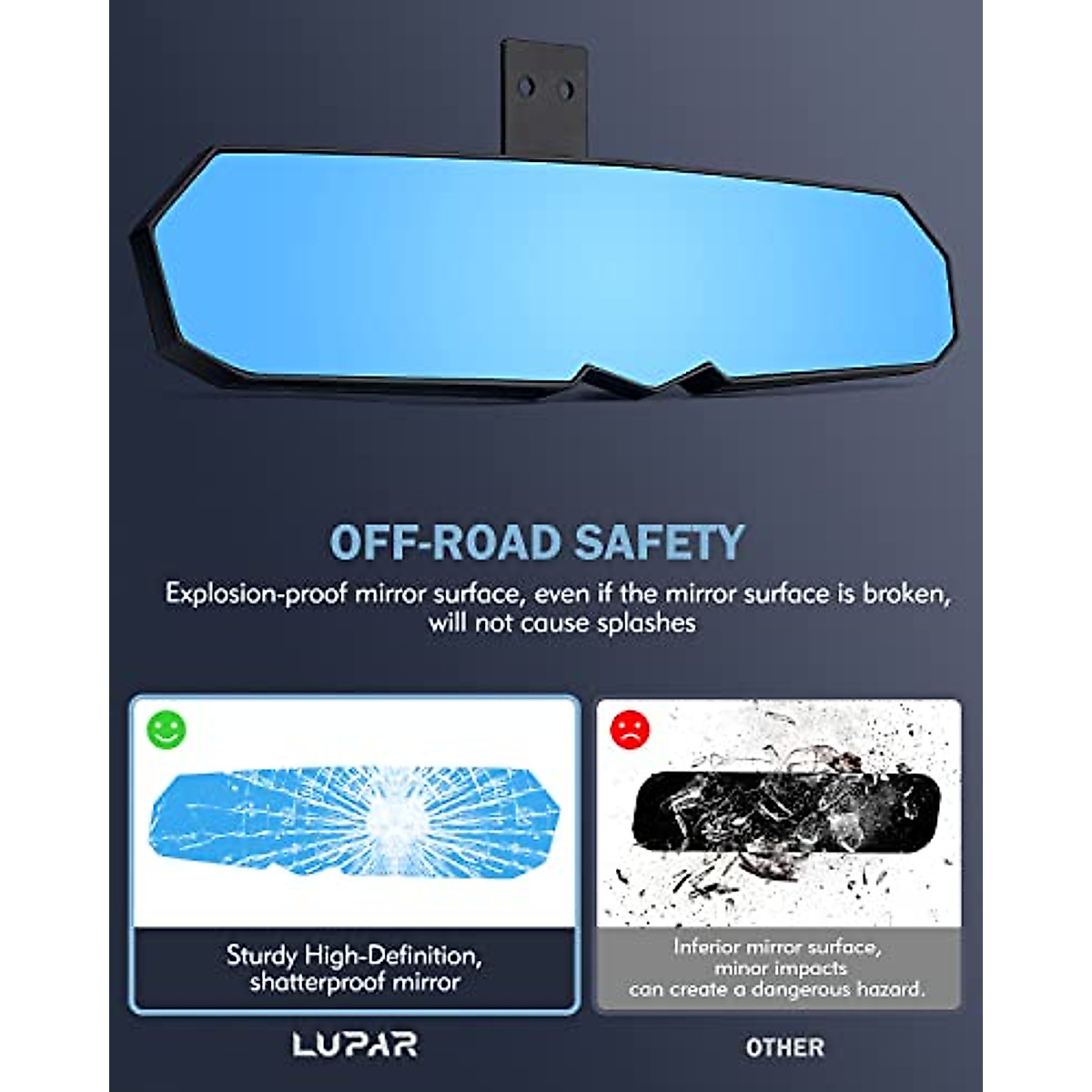 Lupar UTV Rear View Mirror, Aluminum Rearview Center Mirrors w/2 Types Mounting Bracker fit 2020-2022 Polaris RZR PRO XP/4, 2017-2022 Polaris Ranger 500 570 900 XP 1000 XP/Crew