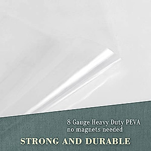 ABLUEN No Hook PEVA Shower Curtain or Liner - 8G Heavy Duty Clear Bathroom Shower Curtain No Hooks Required, Waterproof Plastic & PVC Free, Standard Size 71 x 74, Clear